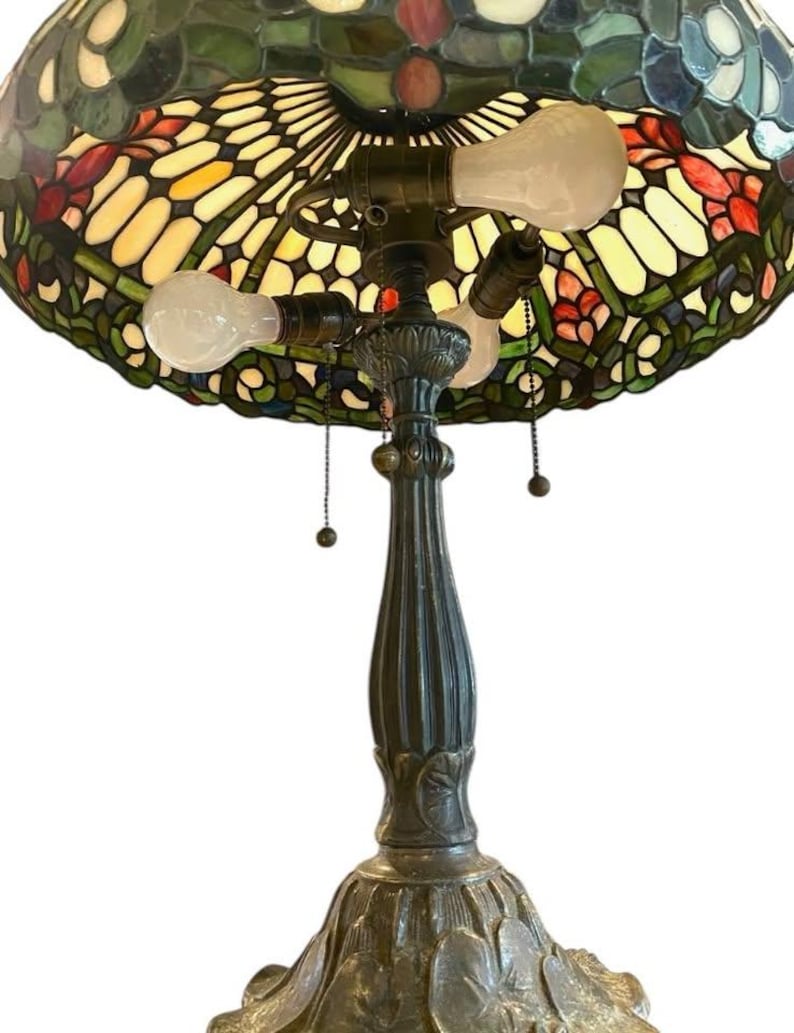 Vintage Stained Glass Lamp - Etsy