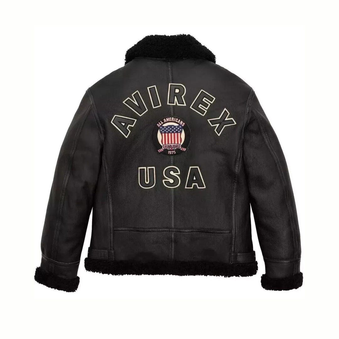 Avirex Men’s Leather Bomber Jacket – Warm Fur Winter Coat - Classic ...