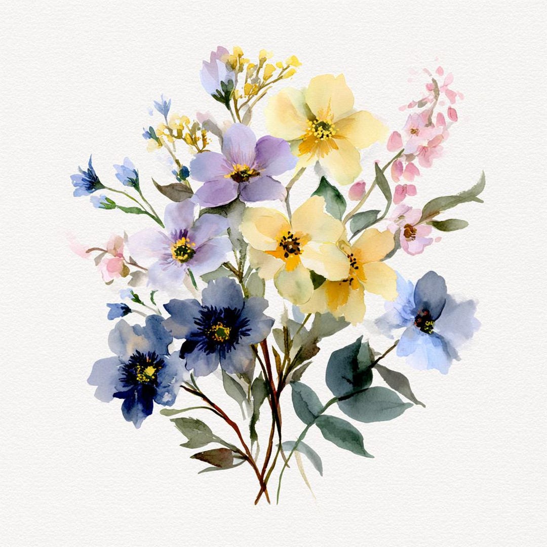 Watercolor Wildflower Clipart | Floral PNG Set (digital Download) - Etsy