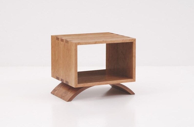 Romantic Solid Wood Cube Side Table Handmade Modern Accent Furniture ...