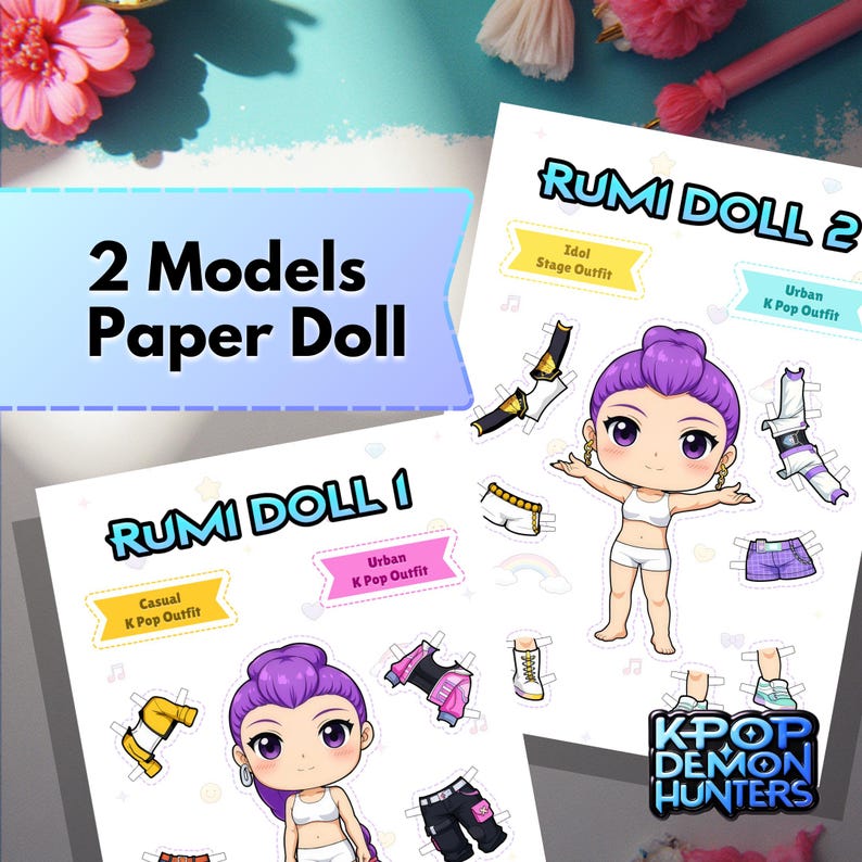 Rumi Paper Doll – K-pop Demon Hunters | Kawaii / Chibi Cut-out ...