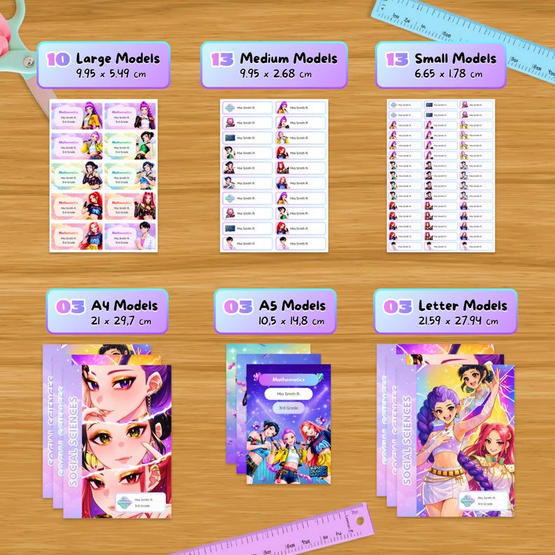 School Labels – Kpop Demon Hunters | Anime Kawaii Editable Canva ...