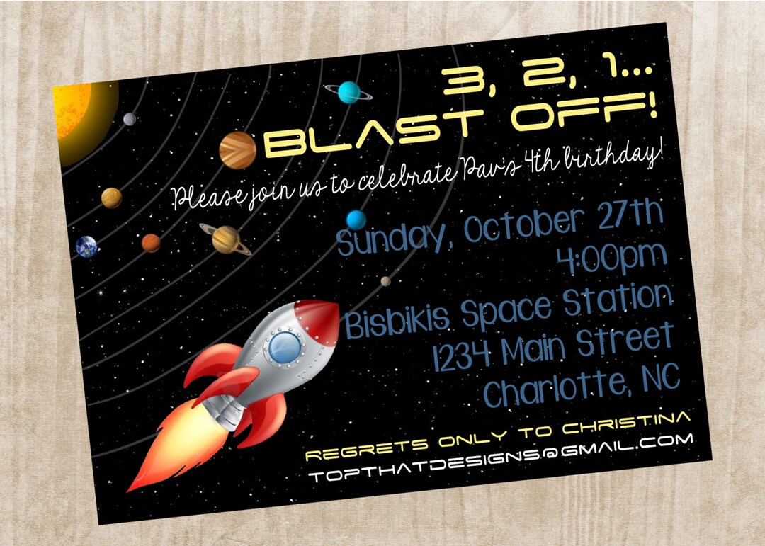 Outer Space Birthday Invitation- Digital - Etsy