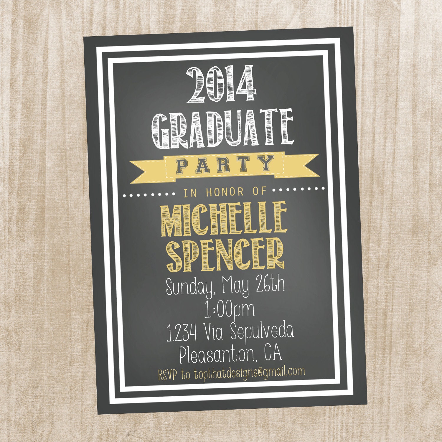 Chalkboard Style Graduation Invitation- Printable - Etsy