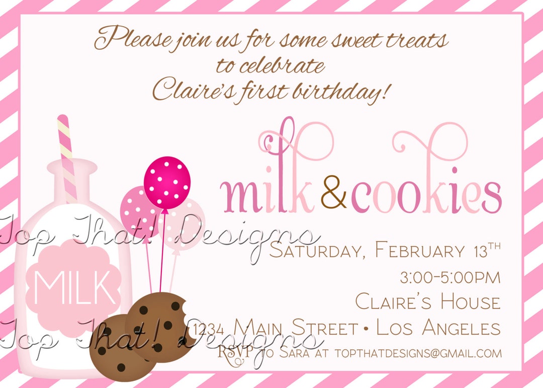 Milk and Cookies Party Invitation- Printable - Etsy