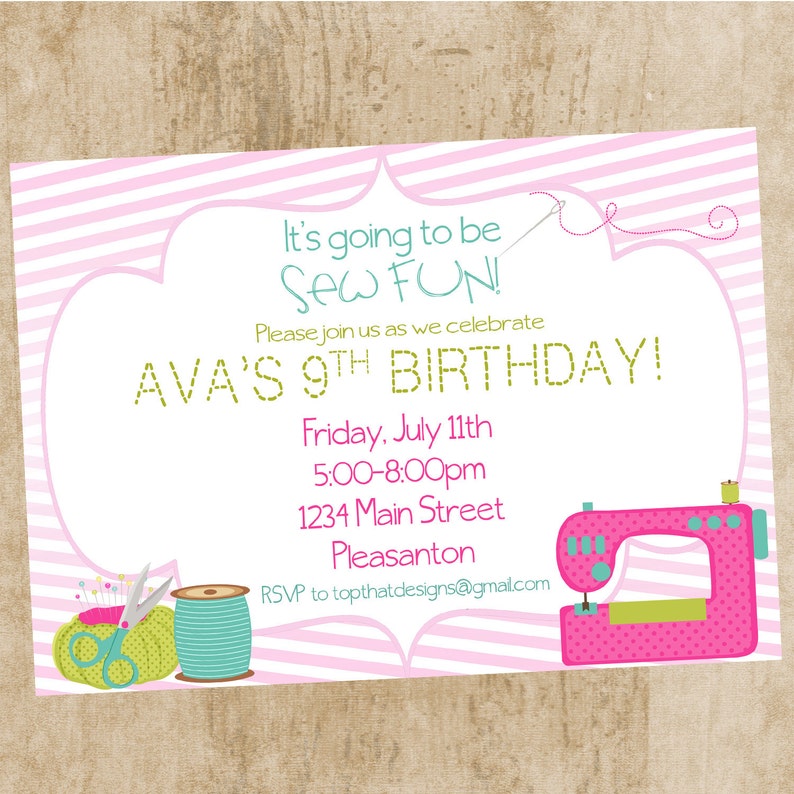 Sewing Party Invitation- Digital - Etsy