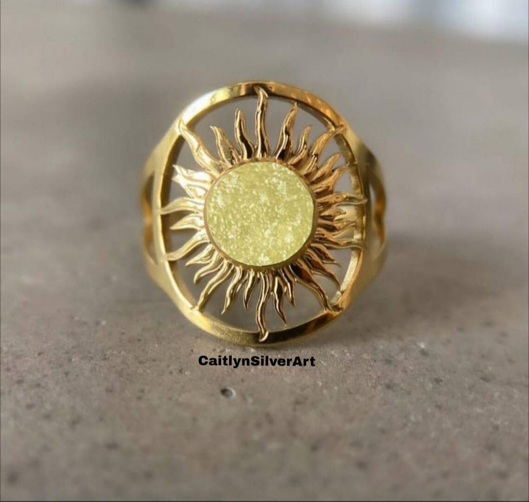 Sun Shape Libyan Desert Glass Ring: Handmade Sterling Silver, Libyan ...