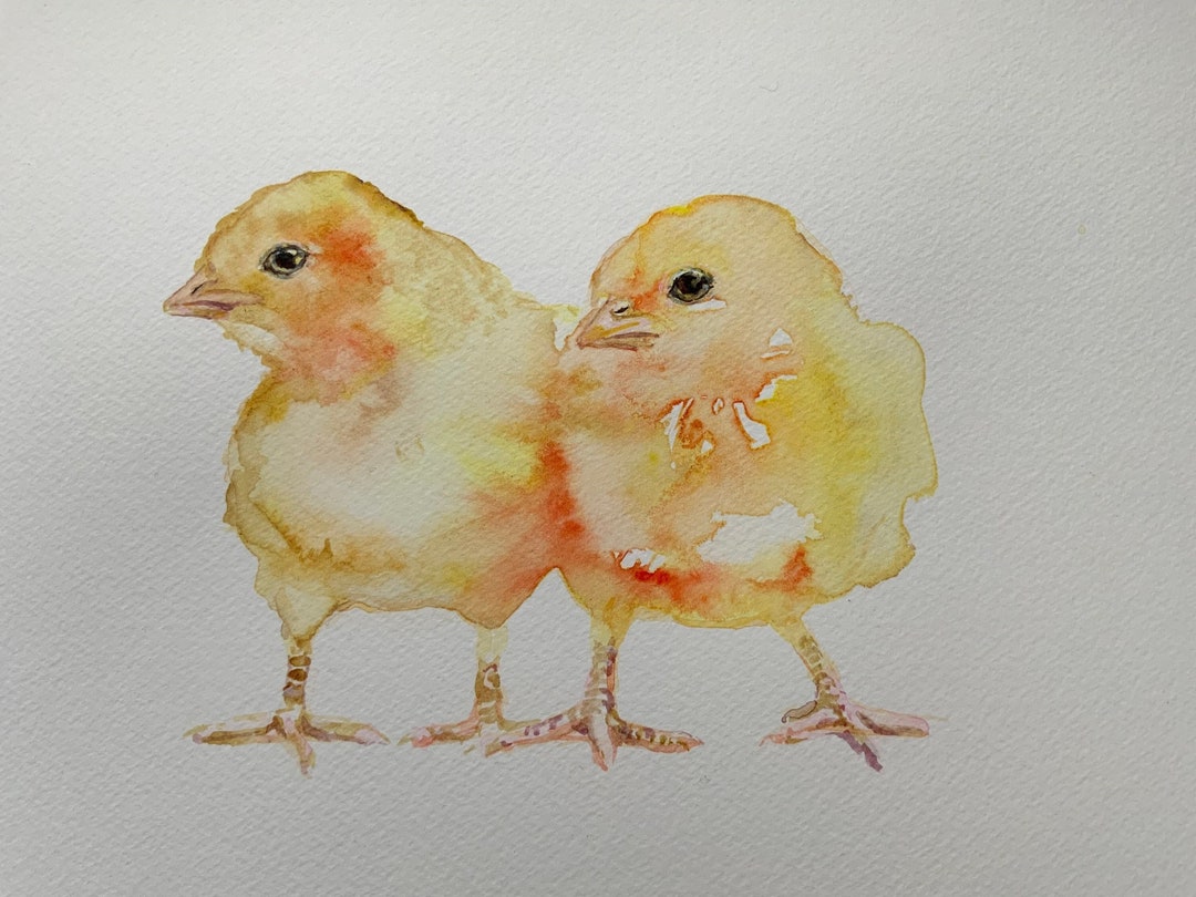 Original-not a Print or Download A4 Watercolour Painting of Chicks ...
