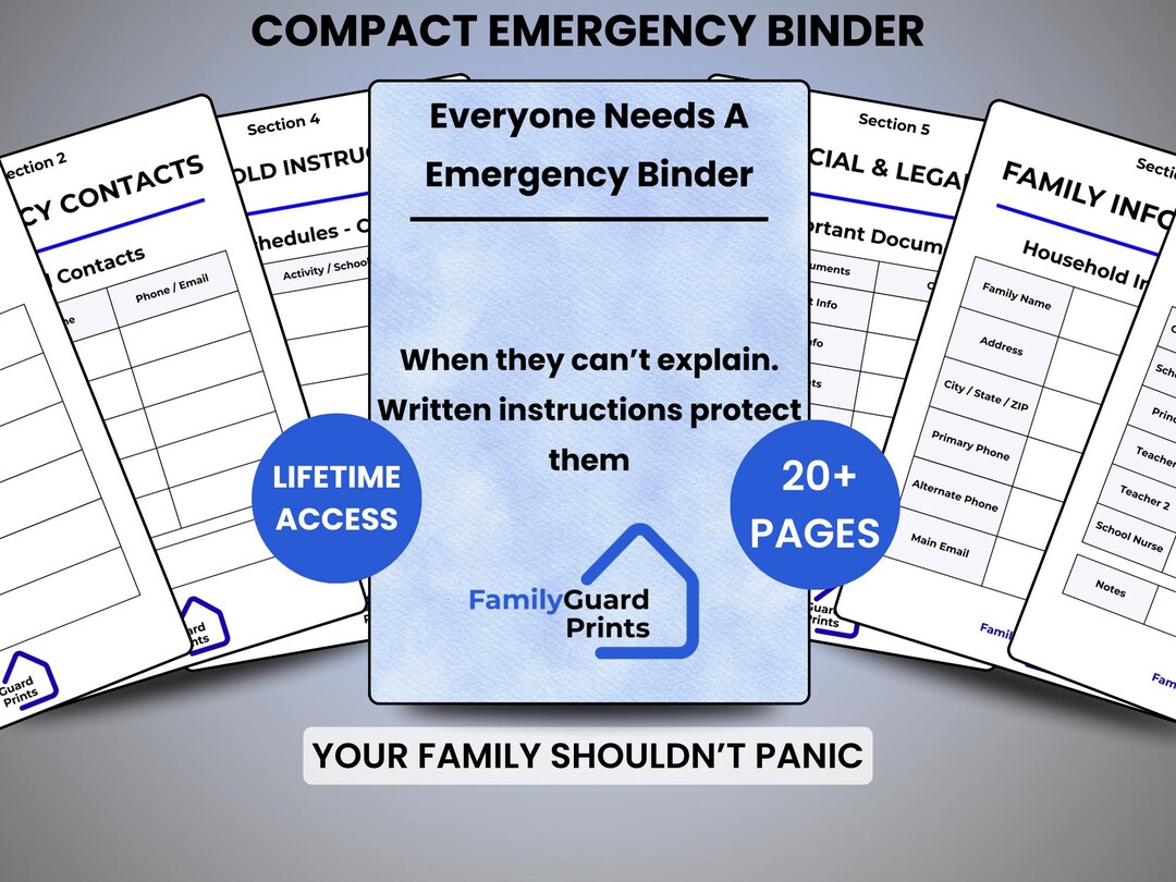 Quick Access Emergency Binder | Parents Emergency Planner PDF ...