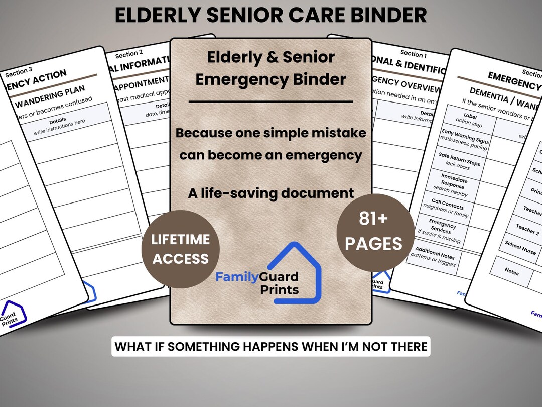 Elderly Senior Emergency Binder | Family Emergency Planner | Printable ...