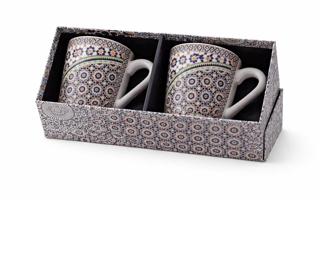 Moroccan Ceramic Mug Set – Handmade Tea / Coffee Cups – Elegant Gift ...