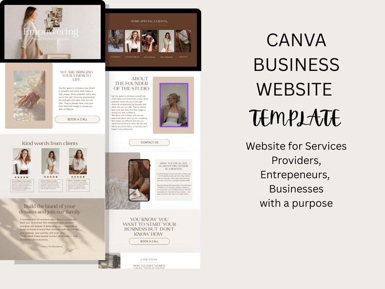 Editable Elegant Canva Website Template | Warm Neutral Aesthetic - Etsy
