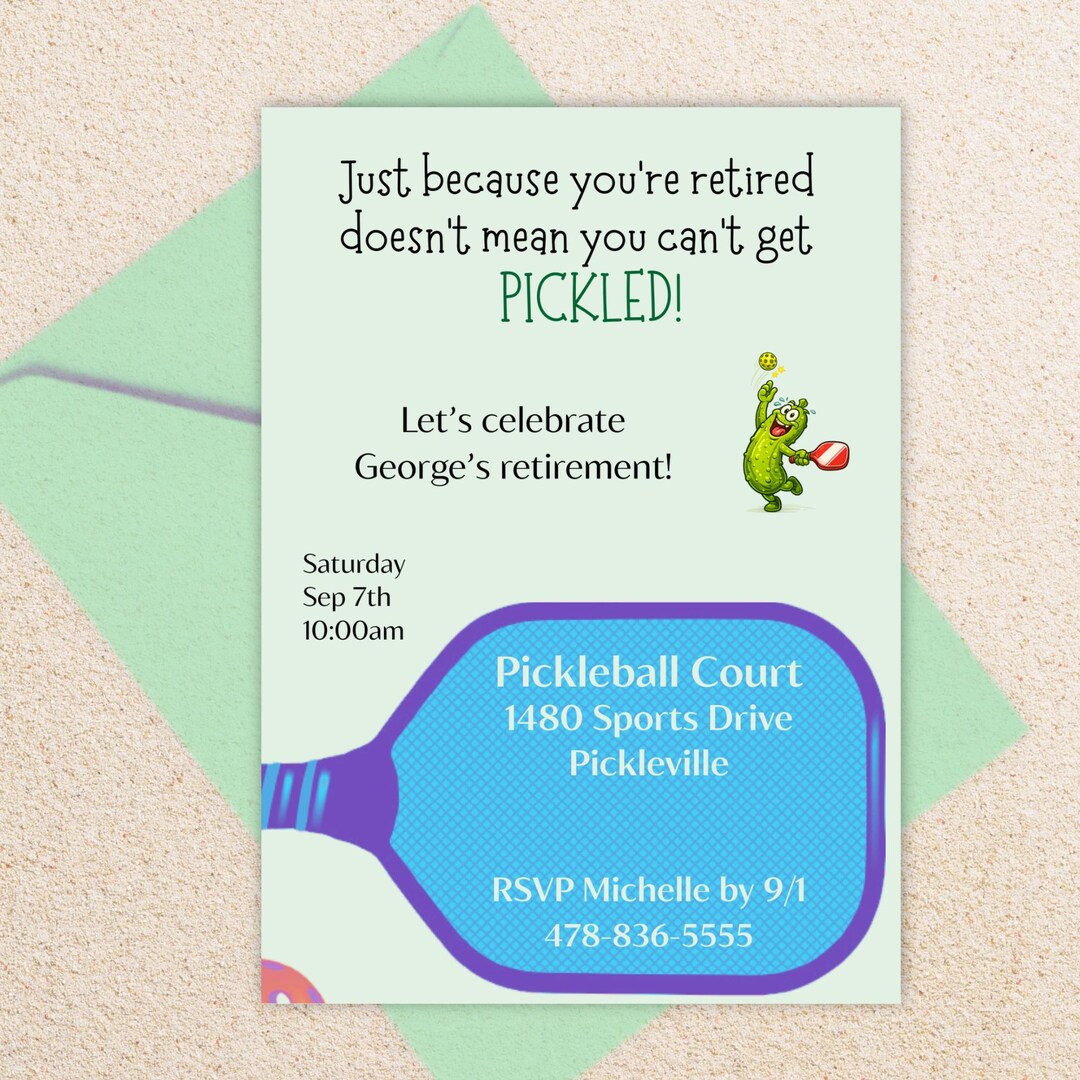 Retirement Party Invitation, Pickleball Retirement Invitation Template ...