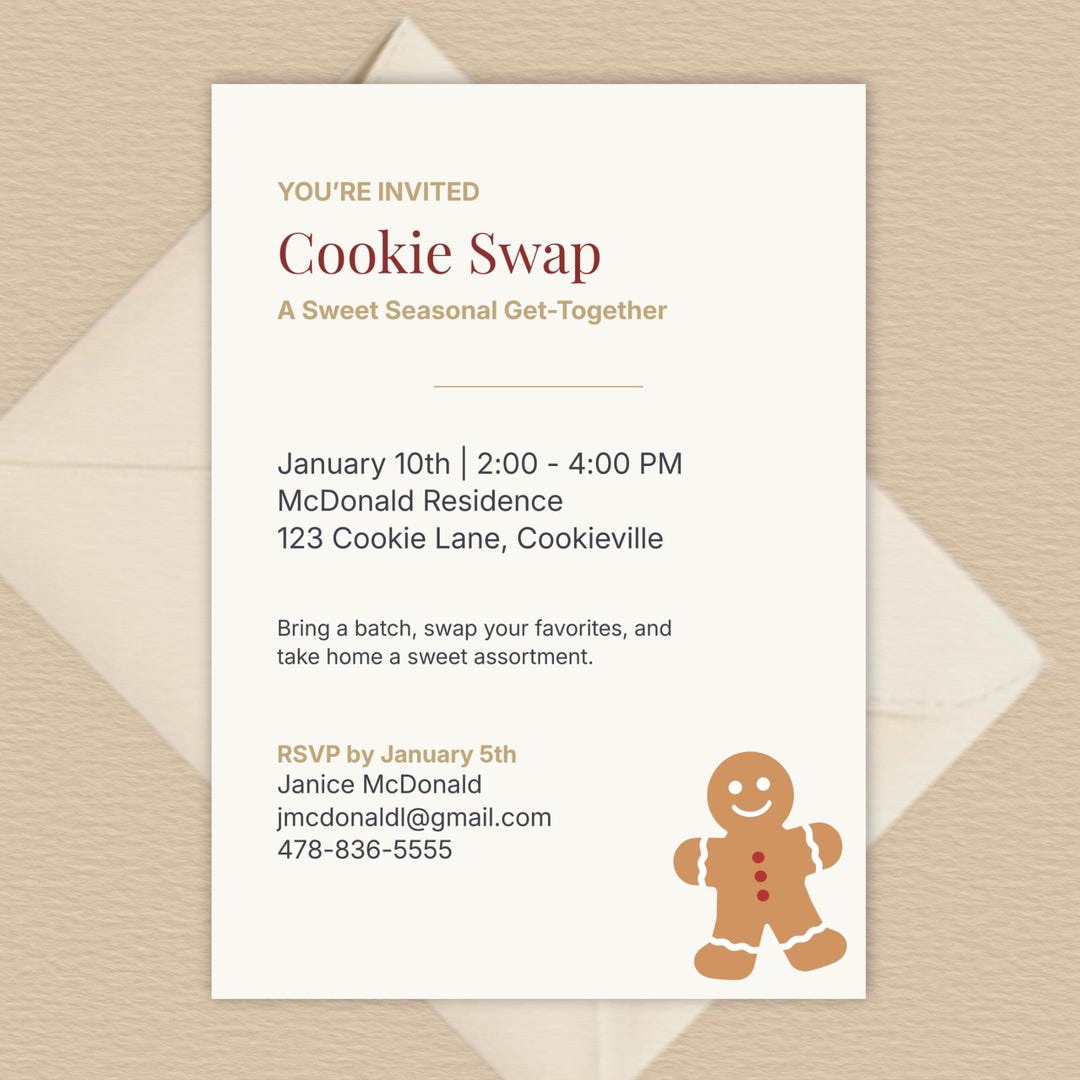 Winter Cookie Swap Invitation Template, Editable Cookie Exchange Party ...