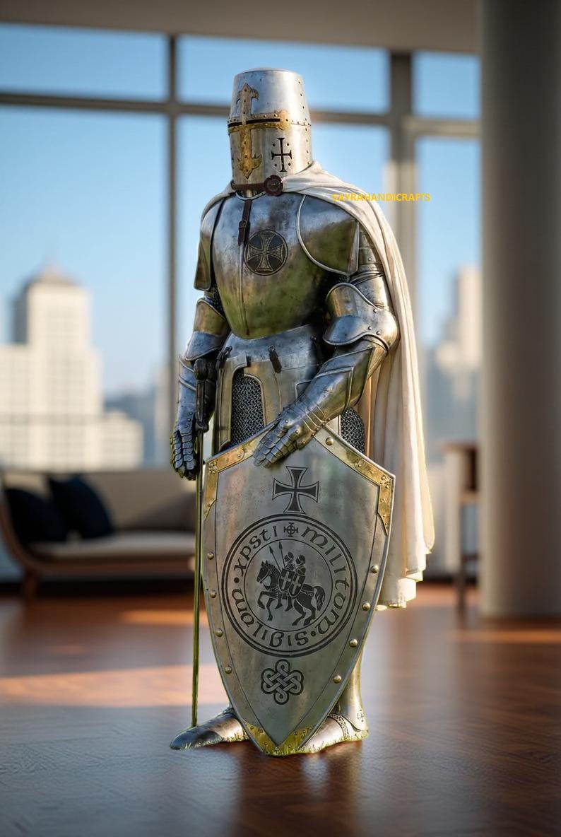 Knights Templar Armor Suit – Medieval Full Body Display, Steel Roman ...