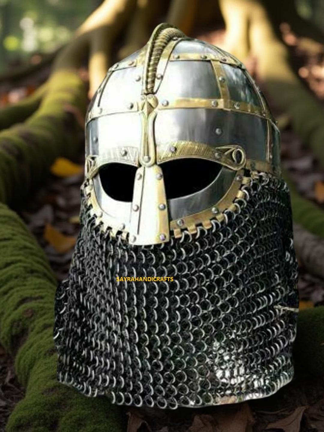 Handcrafted Viking Gjermundbu Helmet With Full Chainmail – Norse ...