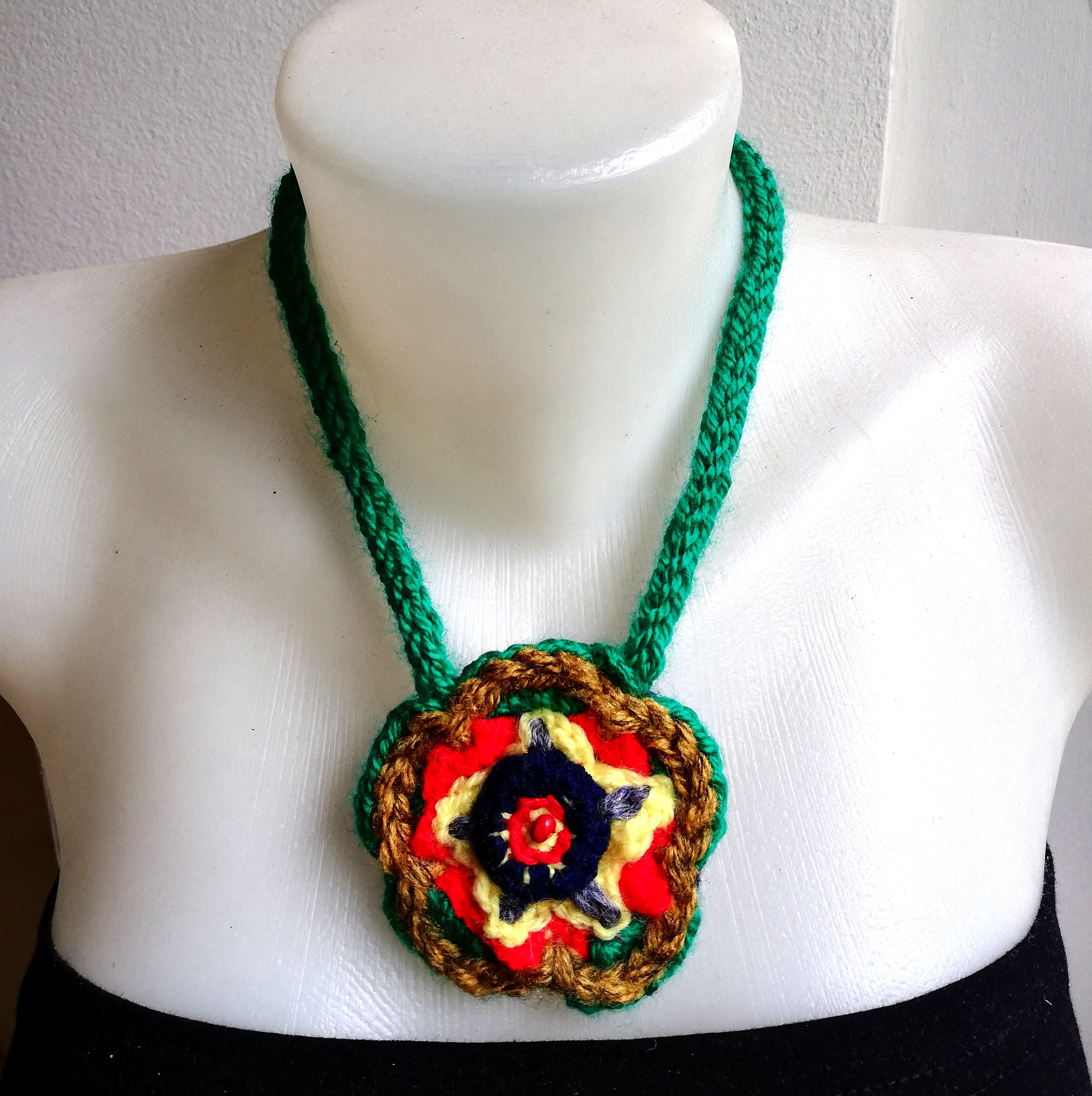 Crochet Flower Necklace Crochet Necklace With a Flower - Etsy
