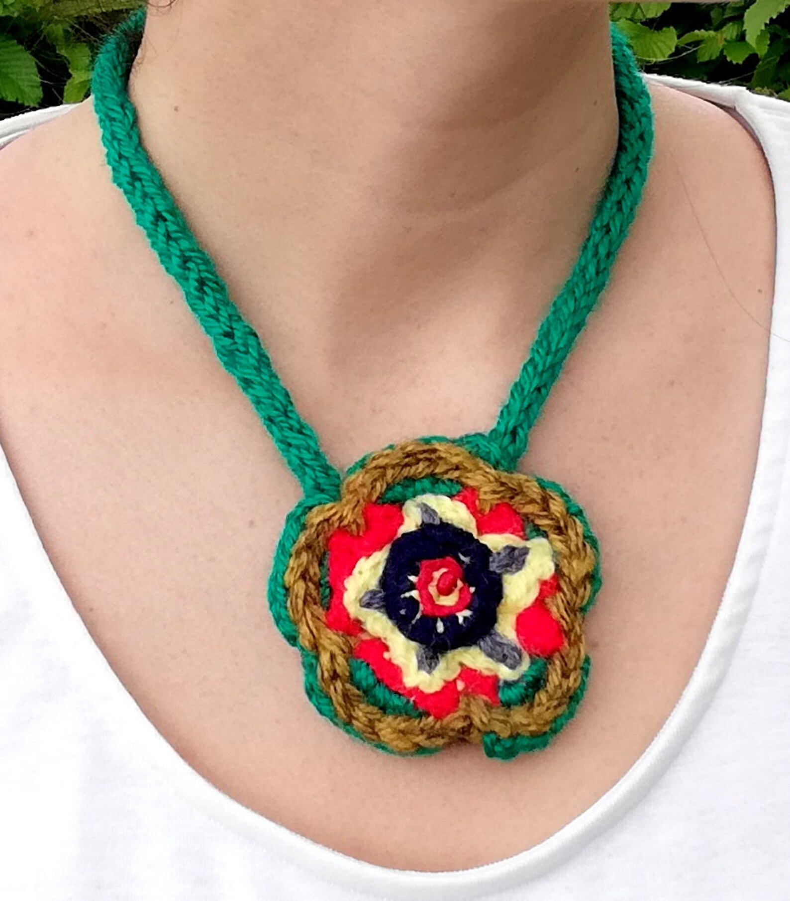 Crochet Flower Necklace Crochet Necklace With a Flower | Etsy
