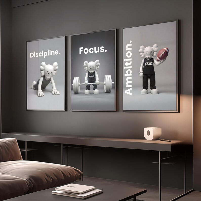 KAWS Poster Set of 3: Hypebeast Wall Art and Minimalist Graffiti Decor ...