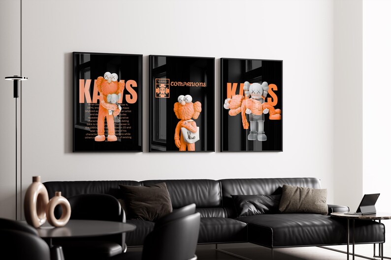 KAWS Poster Set of 3: Hypebeast Wall Art and Minimalist Graffiti Decor ...