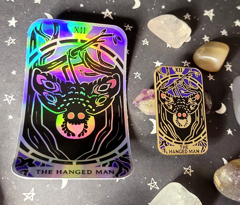 Mothman Tarot Pin Hanged Man Card Enamel Pin Cryptid Ita Bag - Etsy