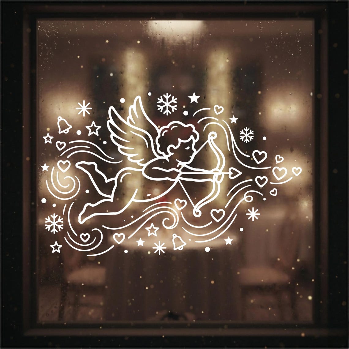 Romantic Cupid & Hearts Window Template - Instant PDF Printable for ...