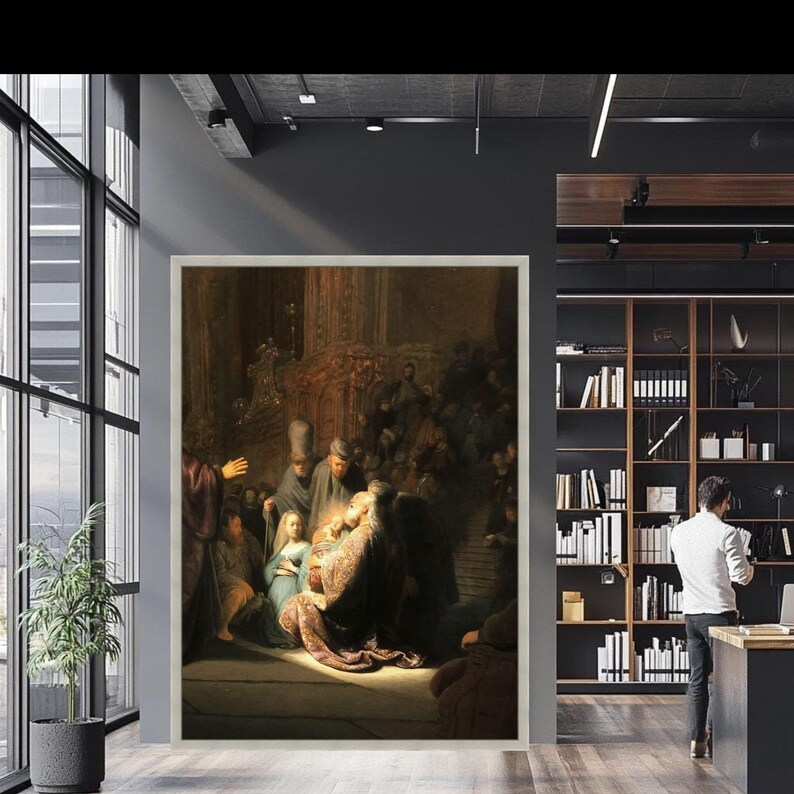 Rembrandt Biblical Scene Canvas Print, Dramatic Light, Renaissance Art ...