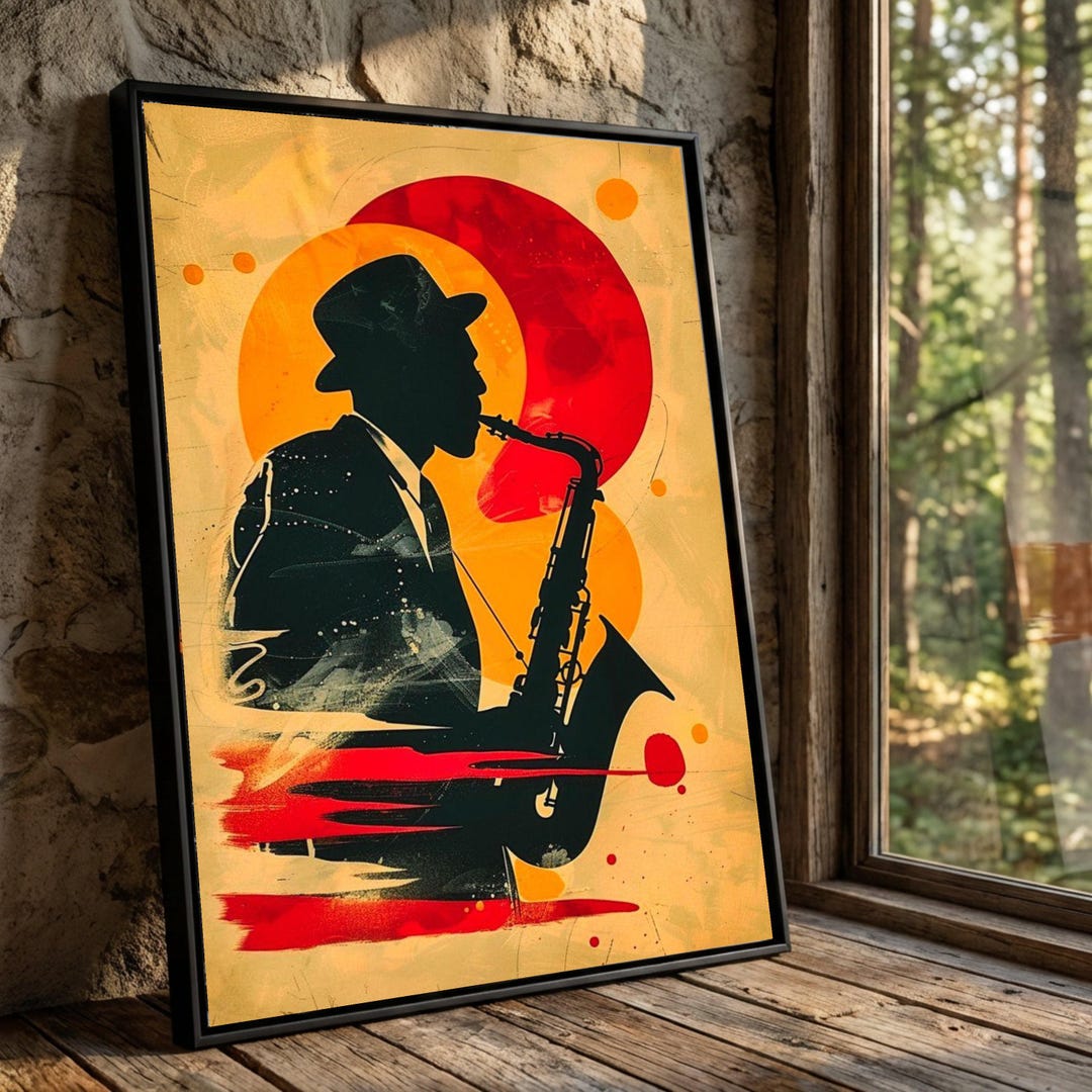 Retro Jazz Saxophone Canvas Print, Modern Music Silhouette Wall Art - Etsy
