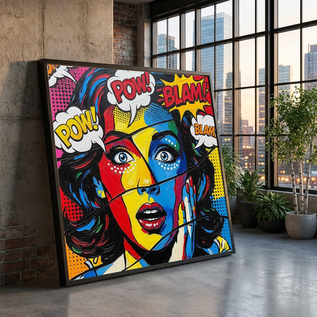 Pop Art Woman Canvas, POW BLAM Comic Wall Art - Etsy