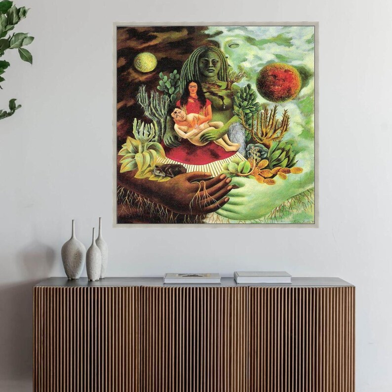 Frida Kahlo Surreal Motherhood Canvas, Mexican Folk Art Wall Decor ...