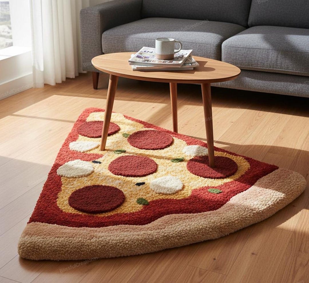 Pizza Slice Tufted Rug – Cute Food Rug, Irregular Shape Carpet ...