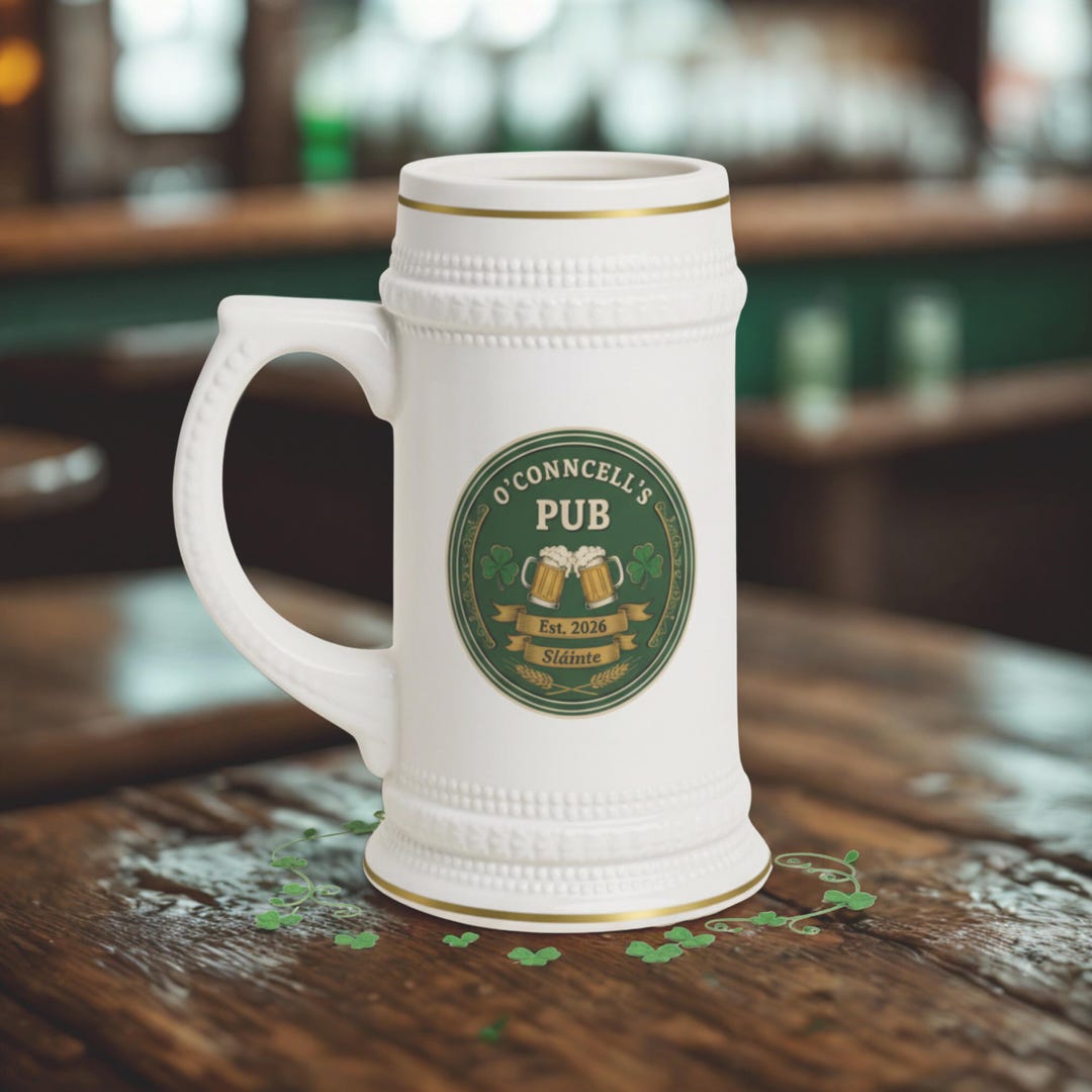 Irish Beer Stein Personalized Gift Custom Name Pub Sign Celtic Gift Mug ...