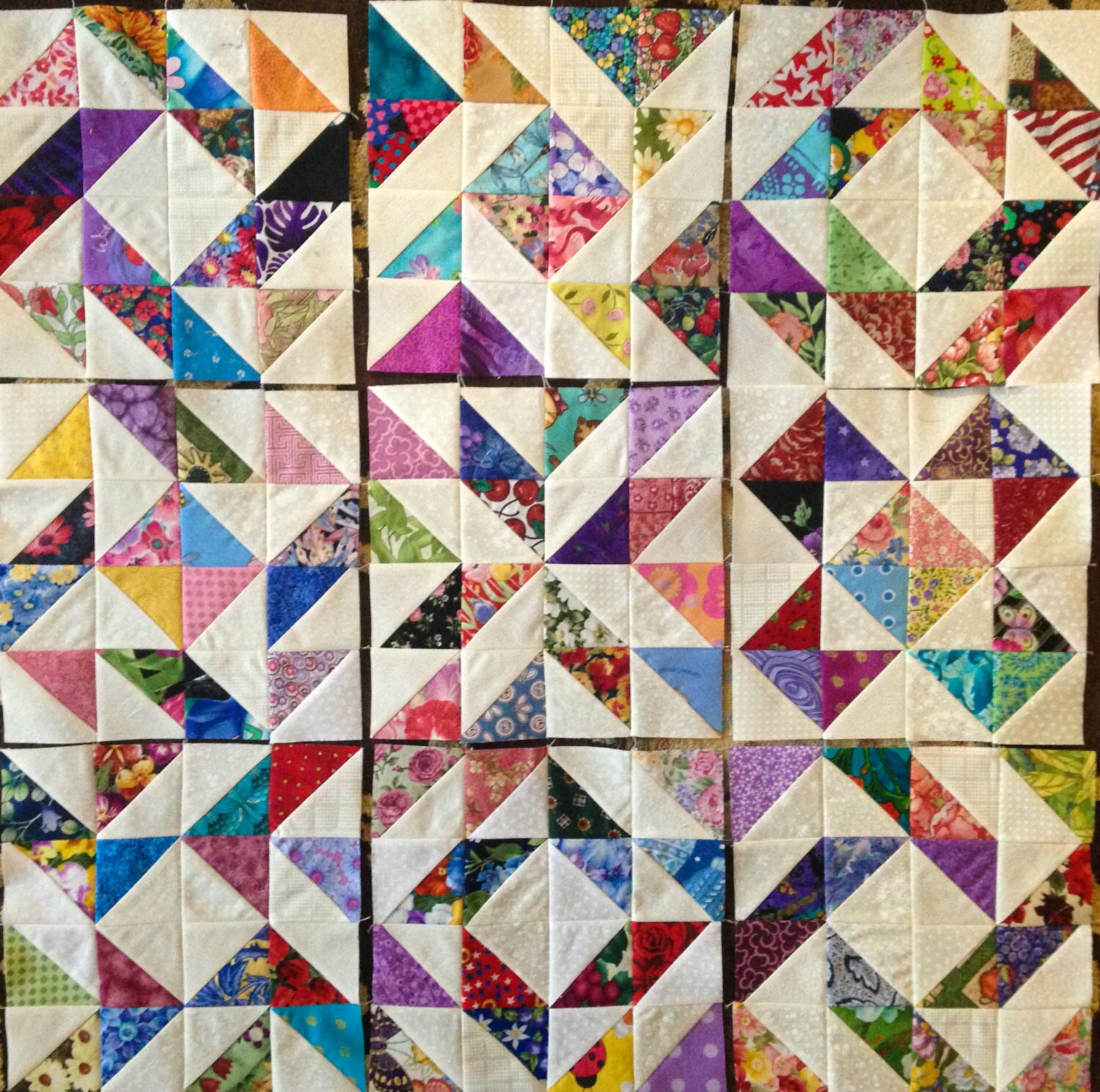 9 Color COLLECTION SAMPLER Quilt Top Fabric Blocks 100% Cotton Made in ...