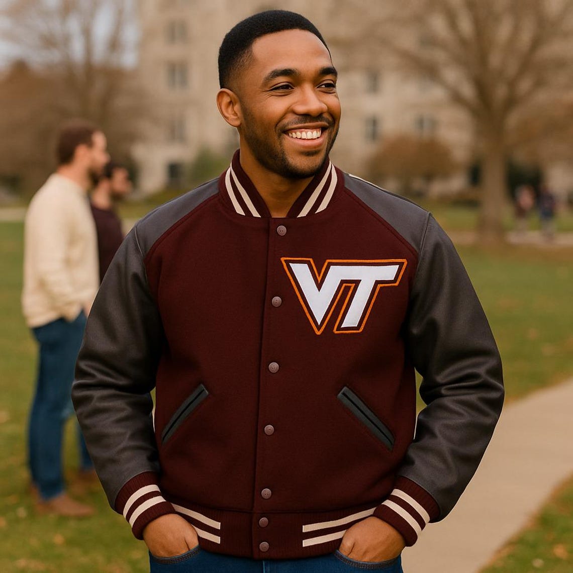 VT Letterman Jacket | Vintage Virginia Tech Varsity Wool Jacket Maroon ...