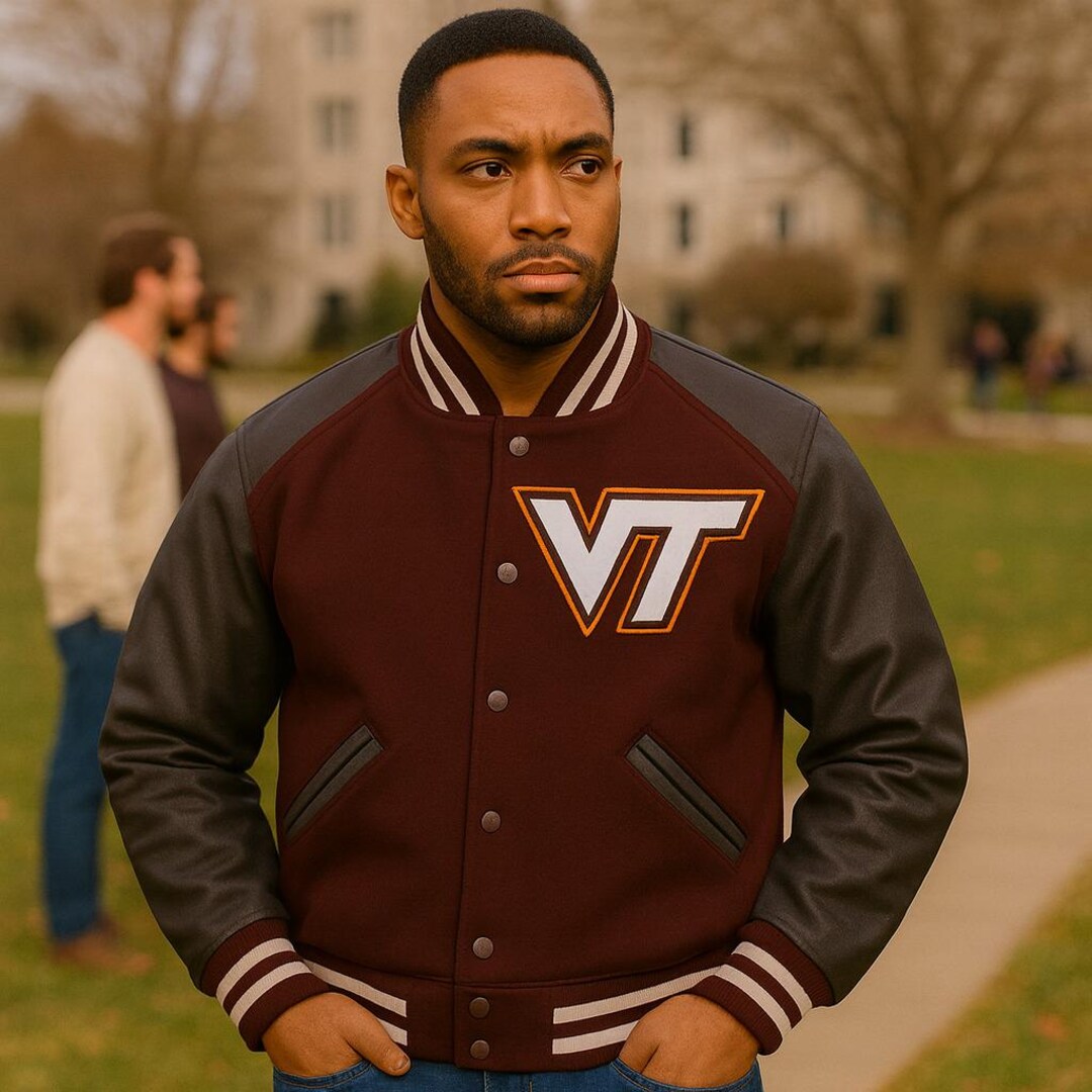 VT Letterman Jacket | Vintage Virginia Tech Varsity Wool Jacket Maroon ...