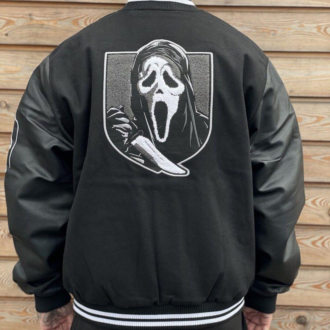 Horror Movie Slasher Ghost Face Varsity Jacket | Scary Letterman Bomber ...