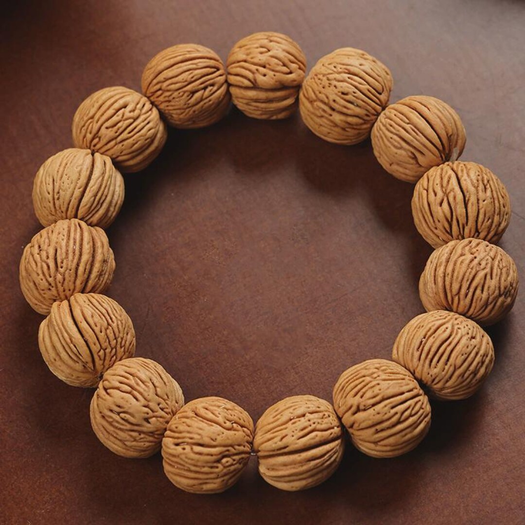 Handmade Brain Pattern Peach Pit Wrist Mala - Natural Playable Prayer ...