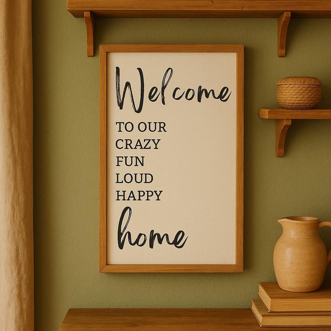 Welcome to Our Crazy Fun Loud Happy Home Sign | 12x24 Vertical ...