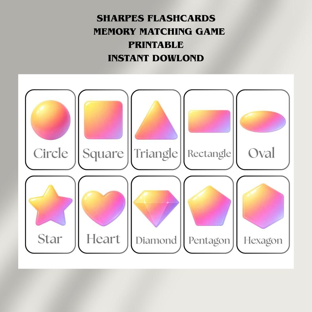 Shapes Flashcards Printable | 2D Shapes Learning Cards for Preschool ...