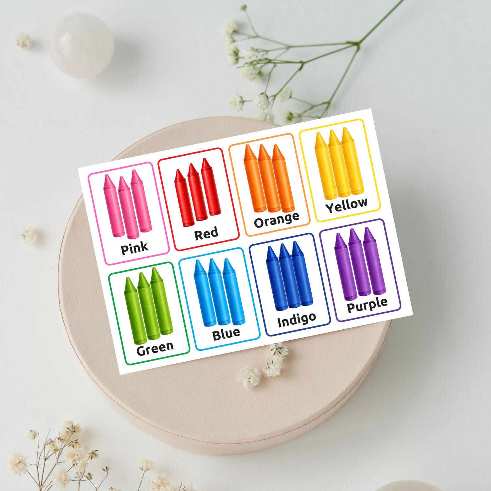 Color Flashcards Printable, Preschool Learning Colors, Montessori Color ...