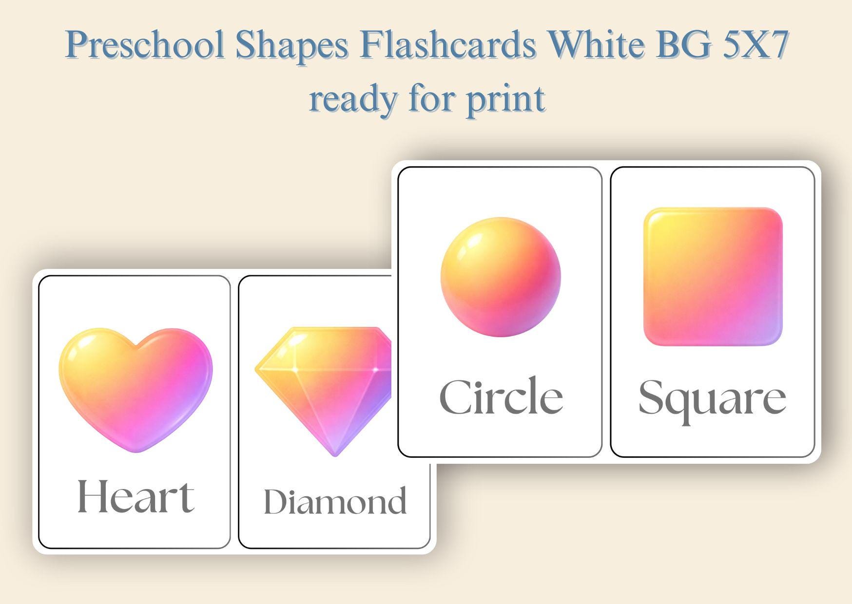 Shapes Flashcards Printable | 2D Shapes Learning Cards for Preschool ...