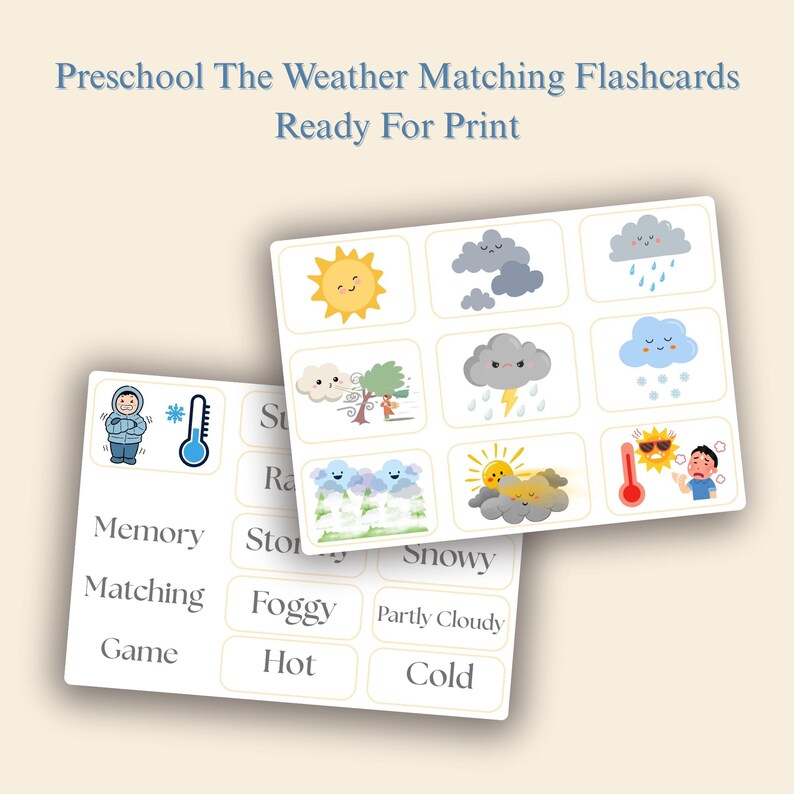 Weather Flashcards for Kids | Preschool Weather Vocabulary | Sunny ...