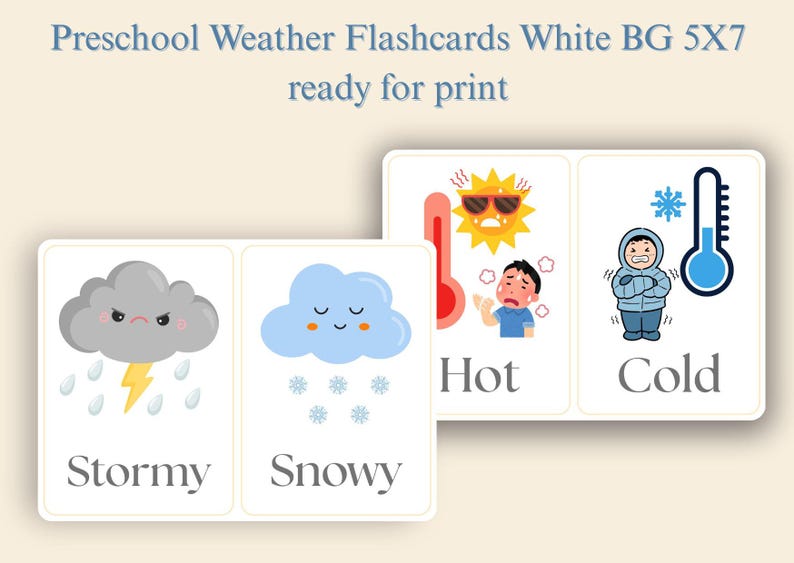 Weather Flashcards for Kids | Preschool Weather Vocabulary | Sunny ...