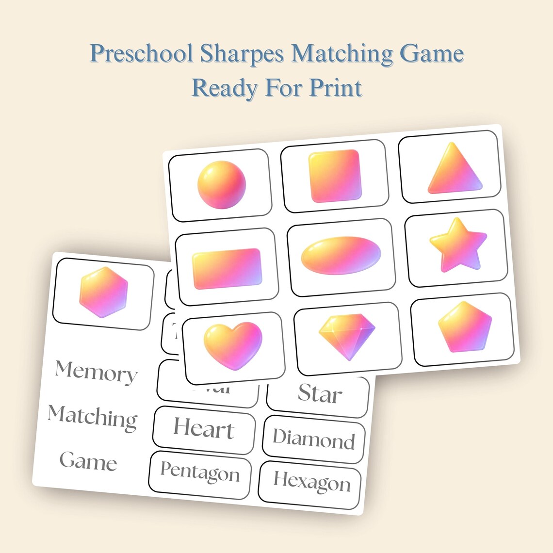 Shapes Flashcards Printable | 2D Shapes Learning Cards for Preschool ...
