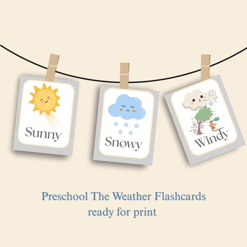 Weather Flashcards for Kids | Preschool Weather Vocabulary | Sunny ...