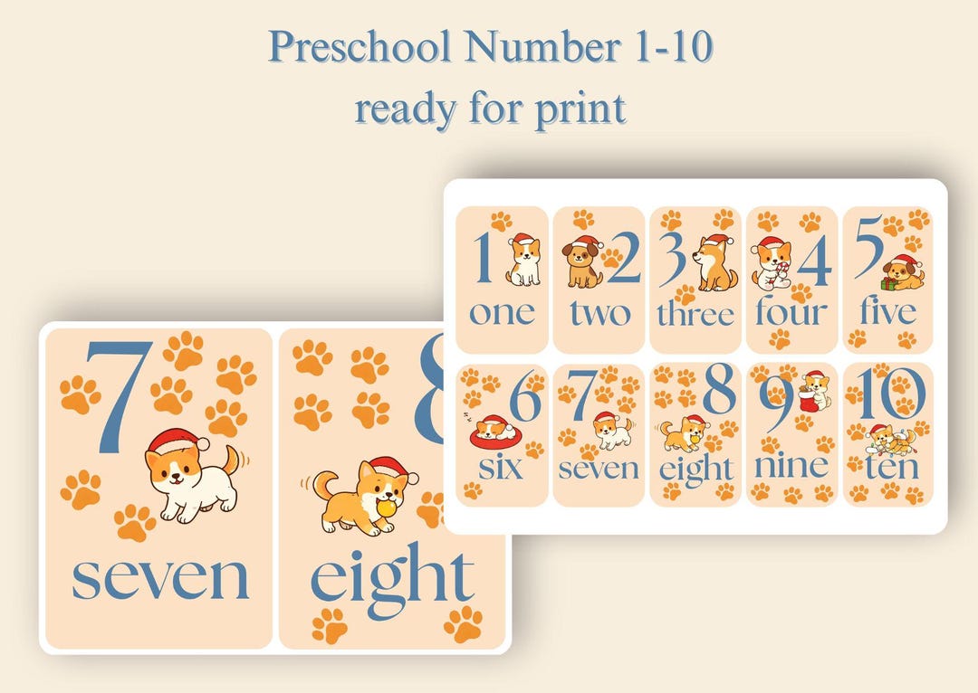 Christmas Number Flashcards 1–10 | Dog Counting Cards for Toddlers ...