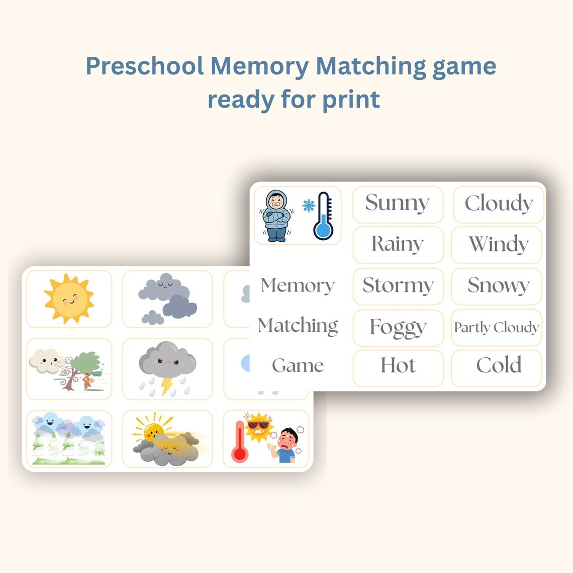 Weather Flashcards for Kids | Preschool Weather Vocabulary | Sunny ...