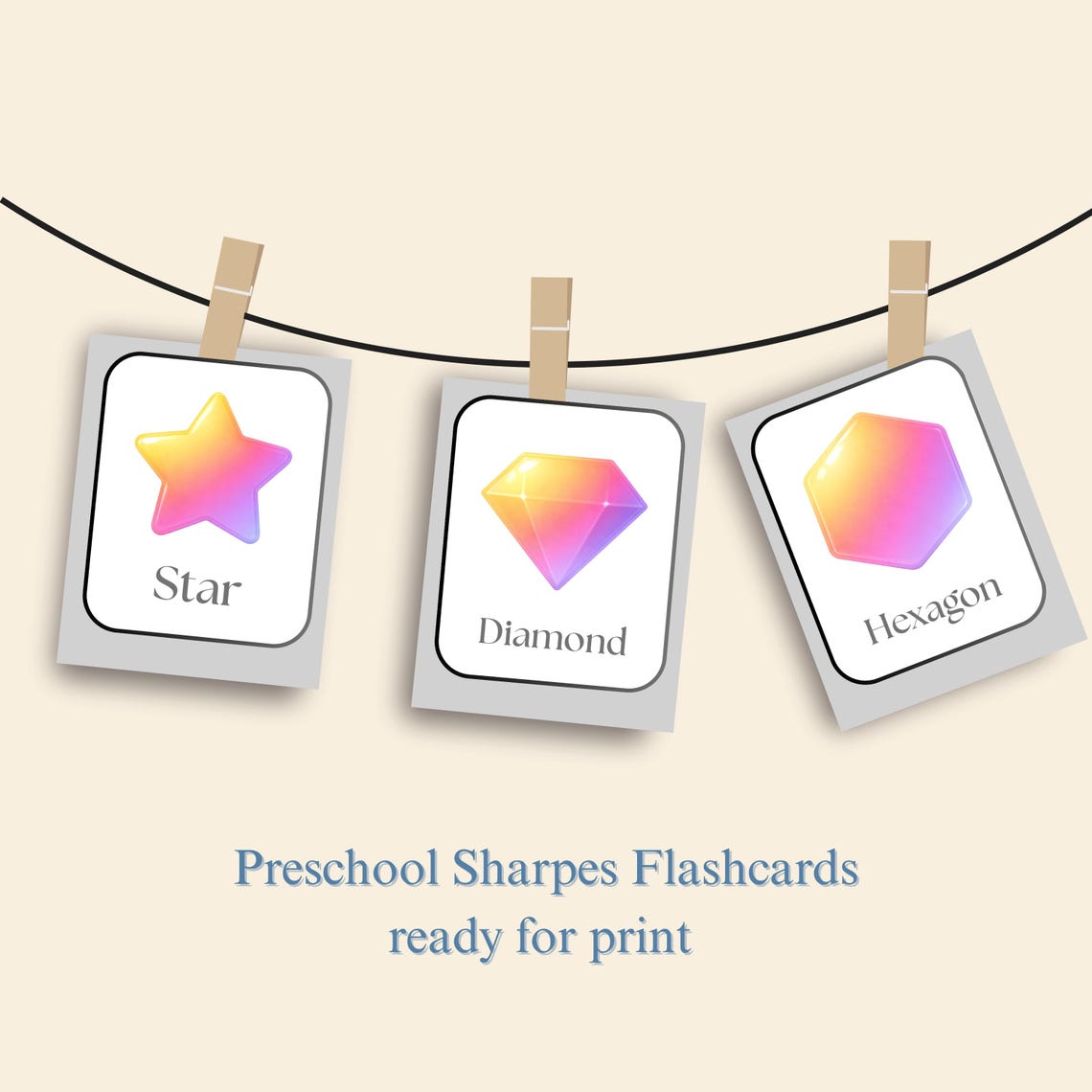 Shapes Flashcards Printable | 2D Shapes Learning Cards for Preschool ...