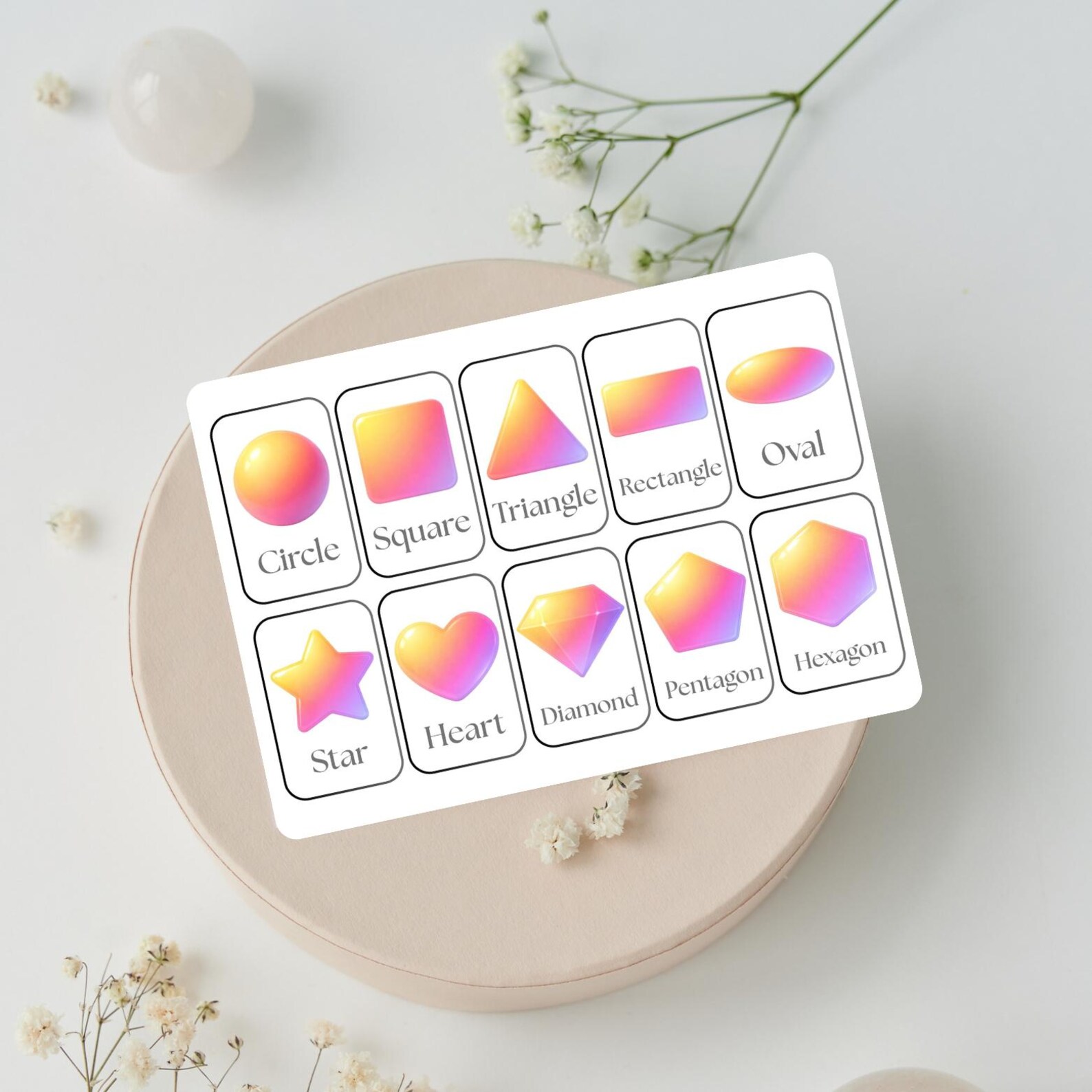 Shapes Flashcards Printable | 2D Shapes Learning Cards for Preschool ...
