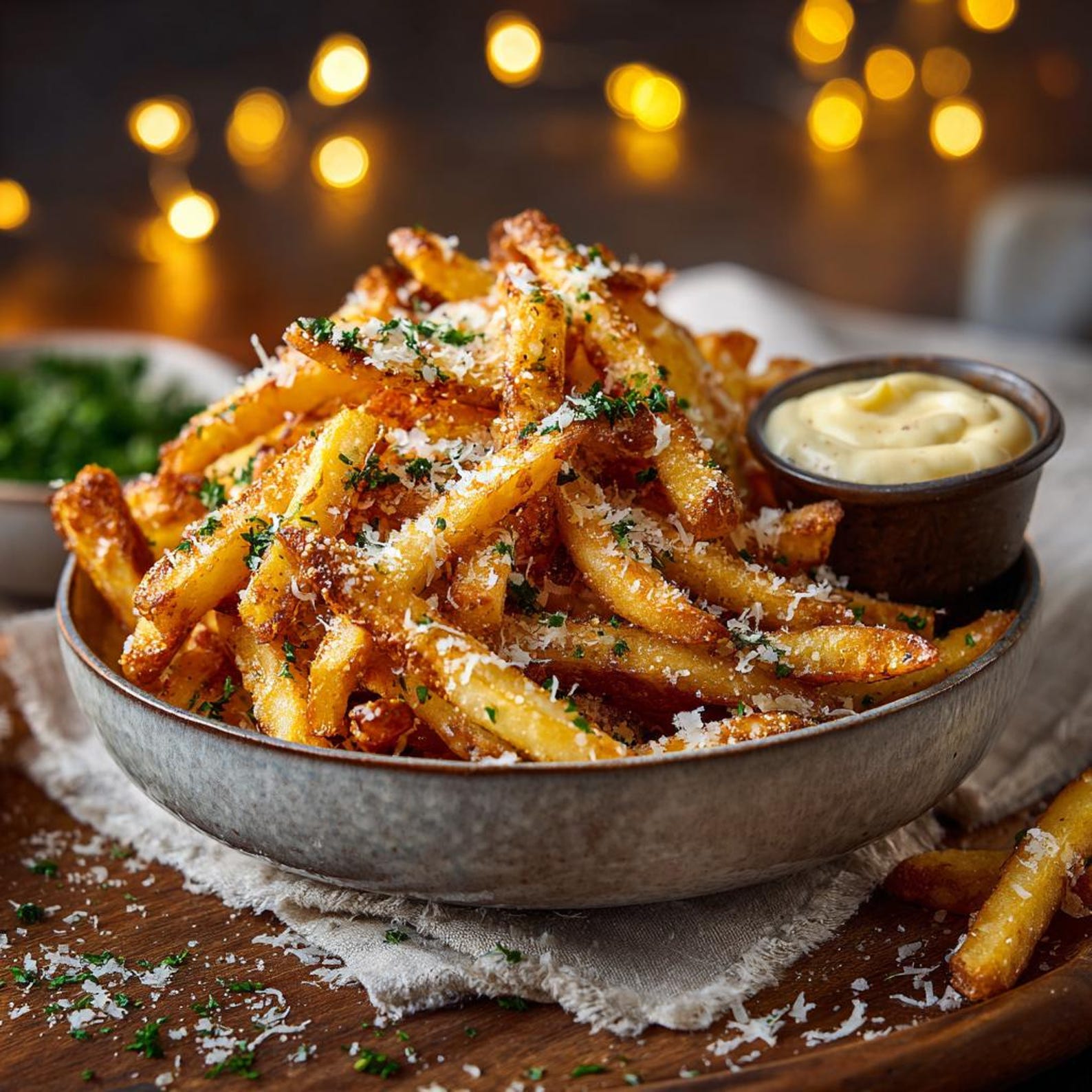 Parmesan Truffle Fries Recipe: Crispy Party Fries With Garlic Aioli ...